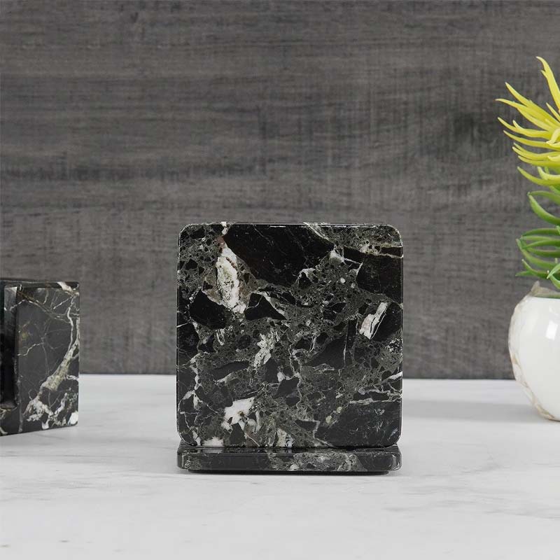 Sophisticated Marble Square Coasters Set Includes Elegant Holder ...
